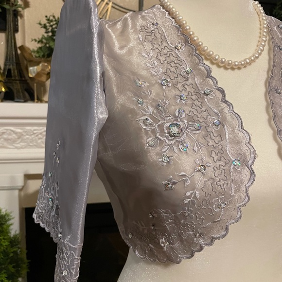 Dresses | Silver Gray Terno Sleeve Filipiniana Bolero | Poshmark